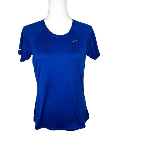Nike | Tops | Nike Running Shirt Women Medium Blue Short Sleeve ...